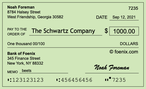 How To Write A Check For 1 000