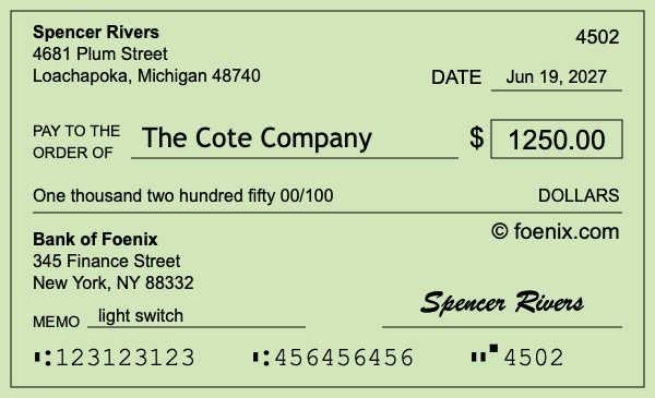 How To Write A Check For 1 250